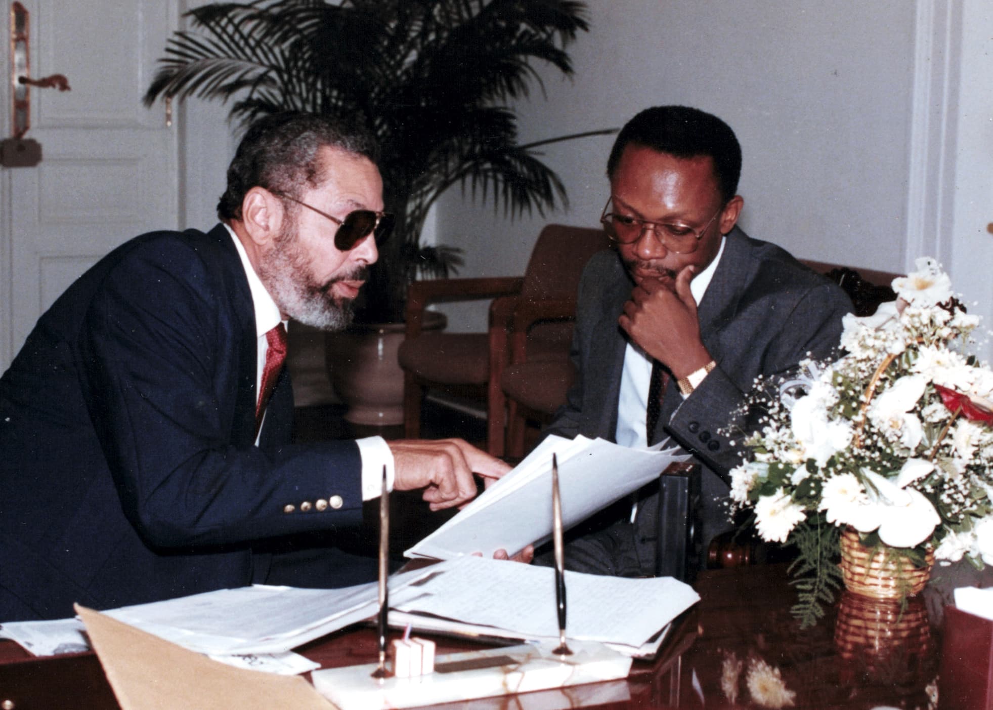 Ambassador at Large Ben Dupuy with President Jean-Bertrand Aristide in ...