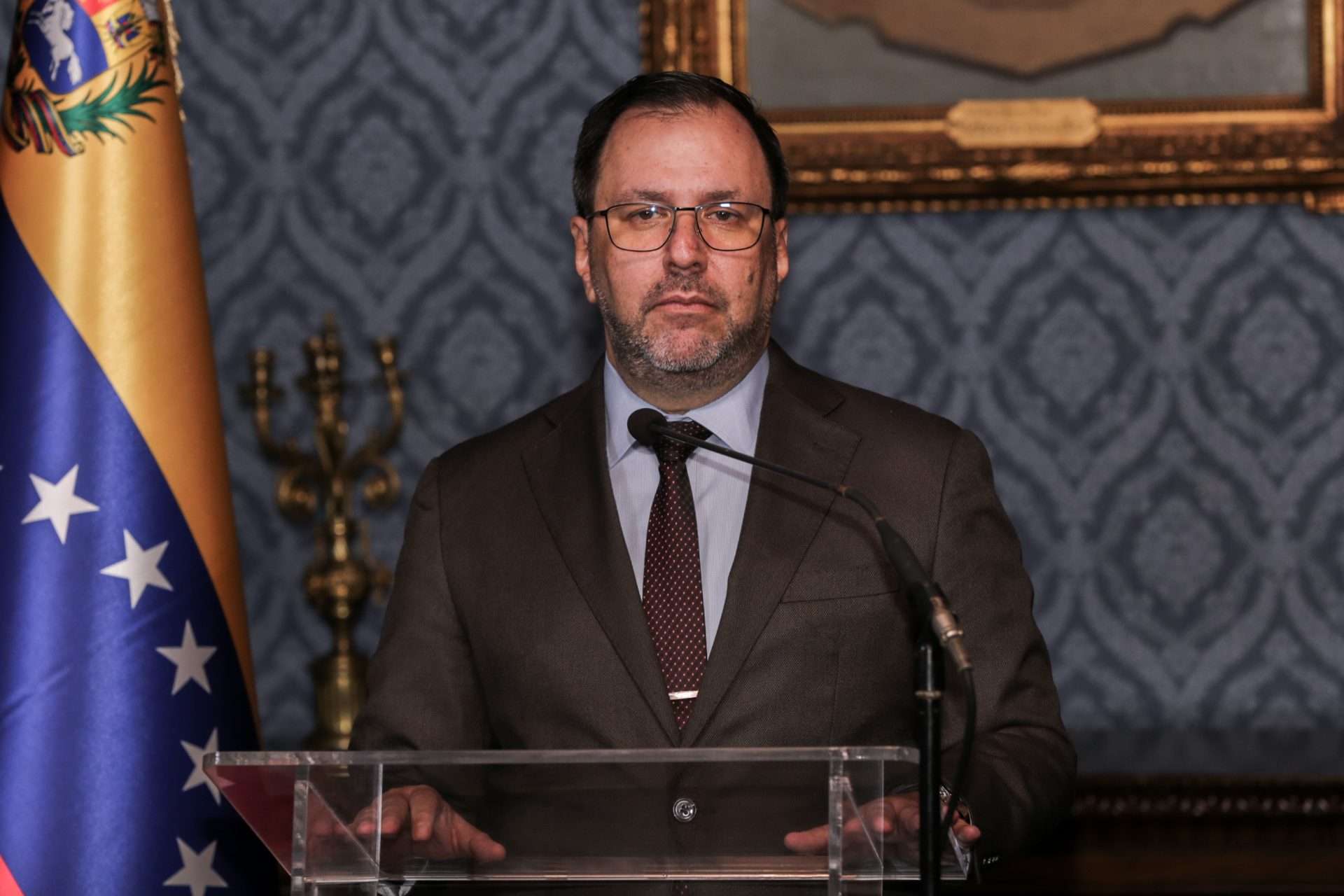 Venezuelan Foreign Minister Yván Gil speaks at the meeting with ...