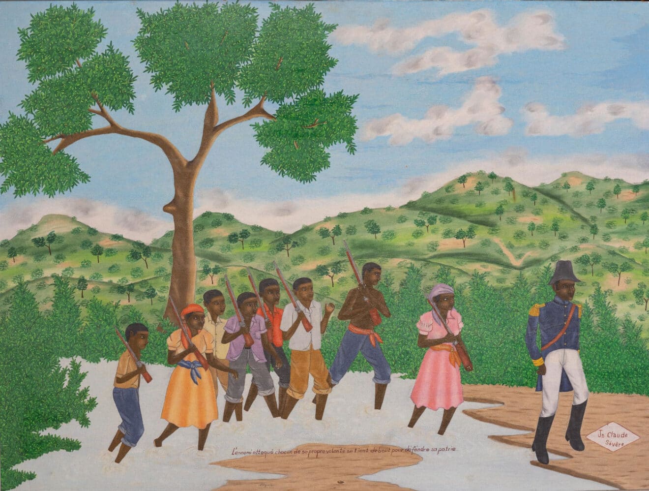 Painting by Jean-Claude Sévère (Haiti), L’ennemi attaqué chacun de sa ...
