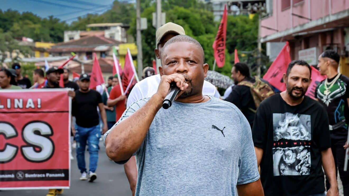 Panamanian worker on the streets as part of the national strike. Photo ...