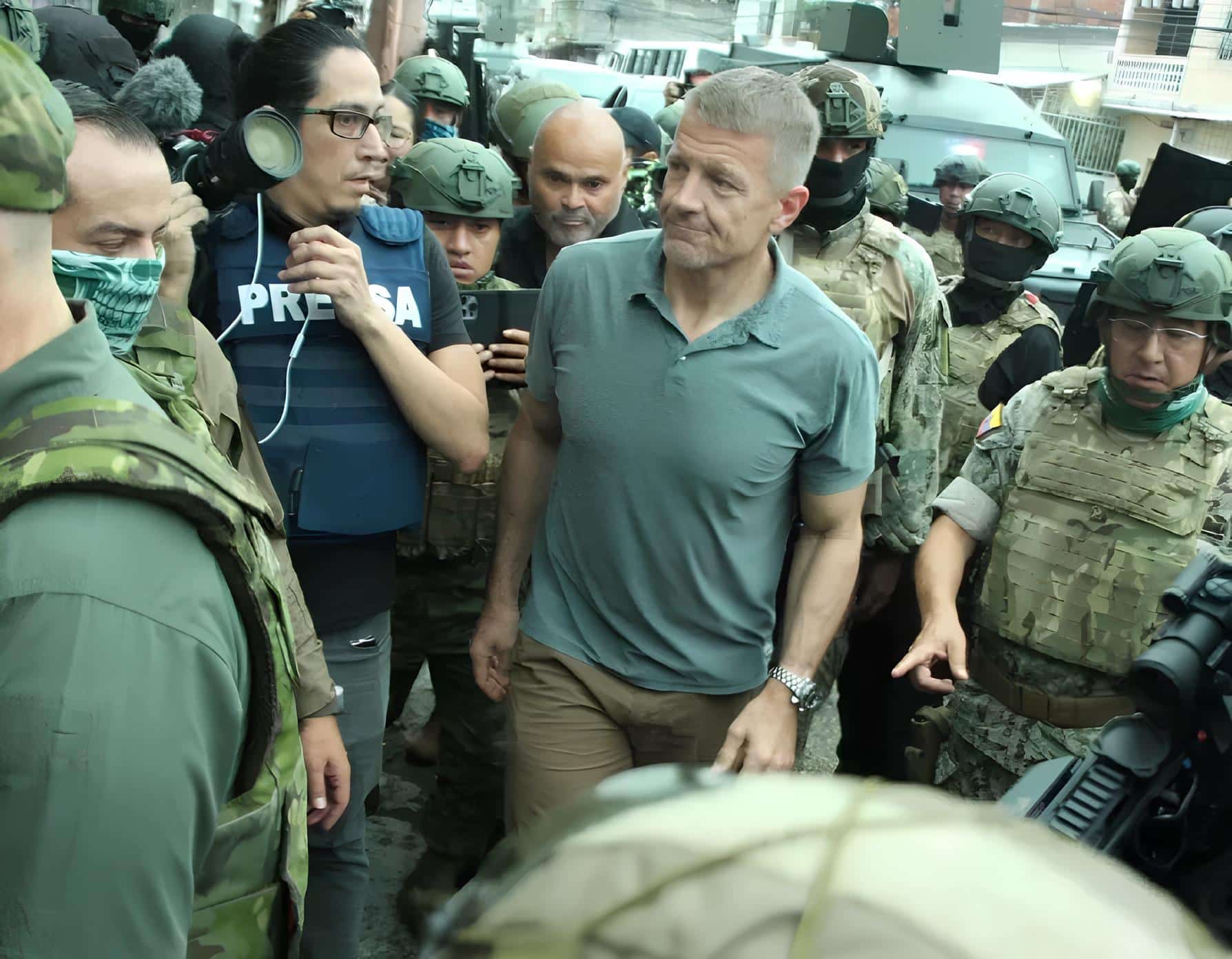 US mercenary Erik Prince leads a security operation in Guayaquil, Ecuador, March 27, 2025. Photo ...