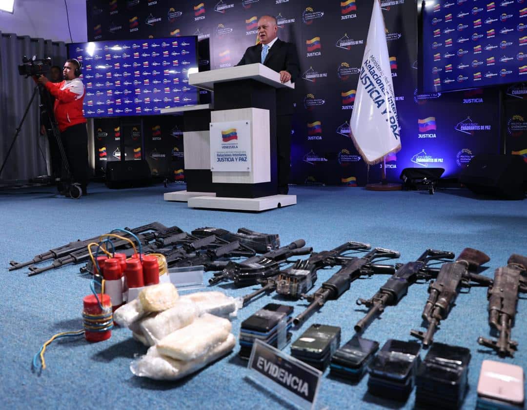 Venezuelan Interior Minister Diosdado Cabello giving statements to the ...